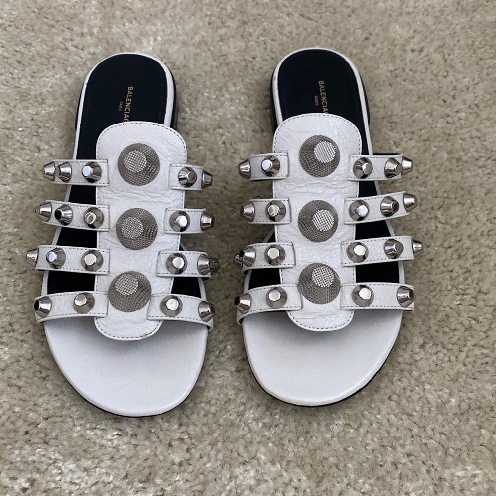 Balenciaga Studded Gladiator Slides Sandals Size 37 - Gem